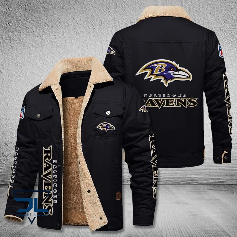 Baltimore Ravens Fleece Leather Jacket V3116 On Sale - Vascara