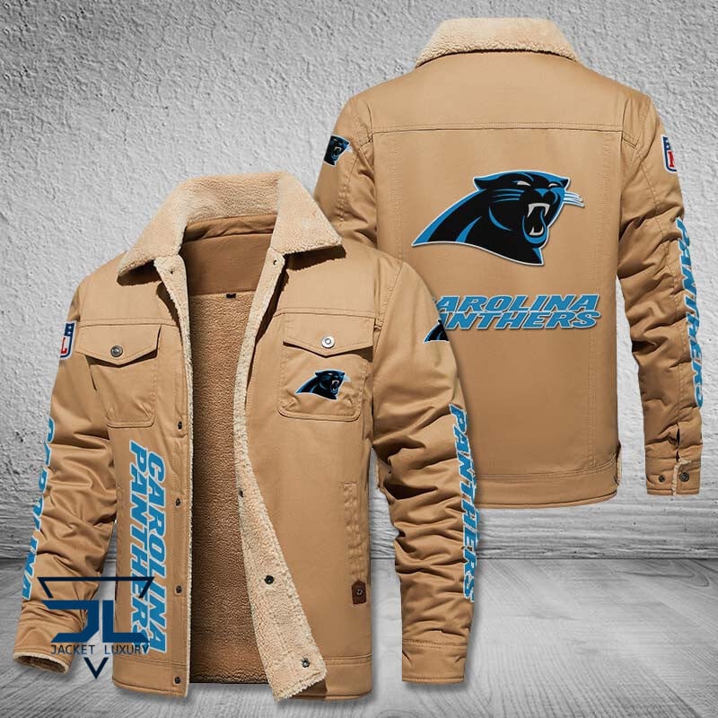 Carolina Panthers Fleece Leather Jacket V3116 On Sale - Vascara