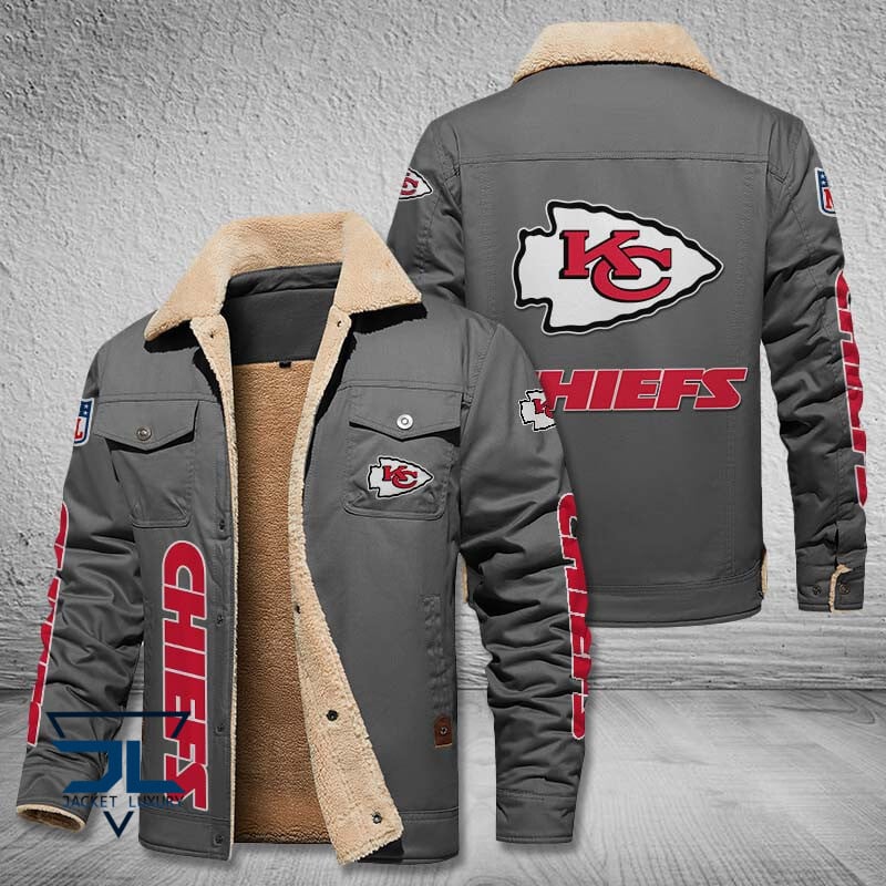 Kansas City Chiefs Fleece Leather Jacket V3116 On Sale - Vascara