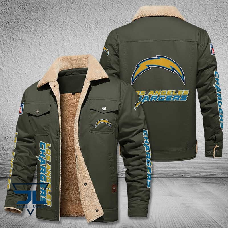 Los Angeles Chargers Fleece Leather Jacket V3116 On Sale - Vascara
