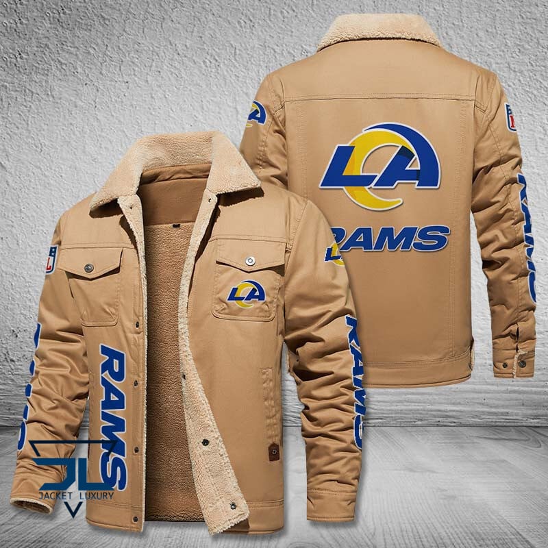 Los Angeles Rams Fleece Leather Jacket V3116 On Sale - Vascara