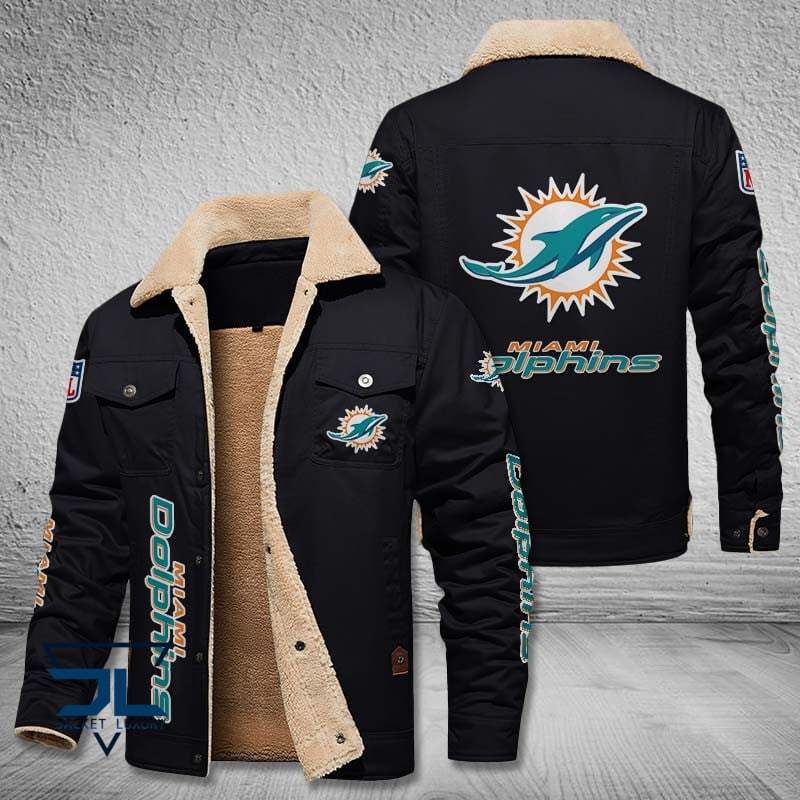 Miami Dolphins Fleece Leather Jacket V3116 On Sale - Vascara
