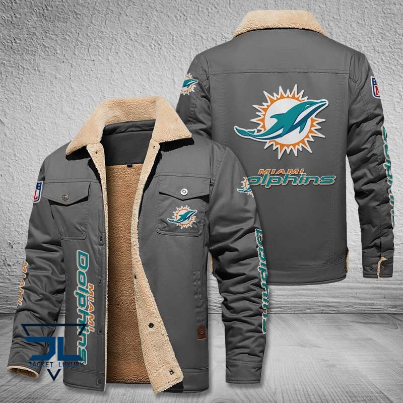 Miami Dolphins Fleece Leather Jacket V3116 On Sale - Vascara