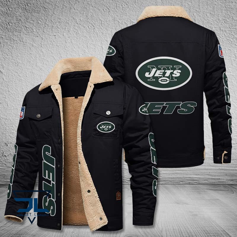 New York Jets Fleece Leather Jacket V3116 On Sale - Vascara