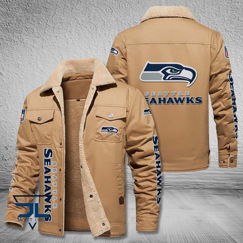 Seattle Seahawks Fleece Leather Jacket V3116 On Sale - Vascara