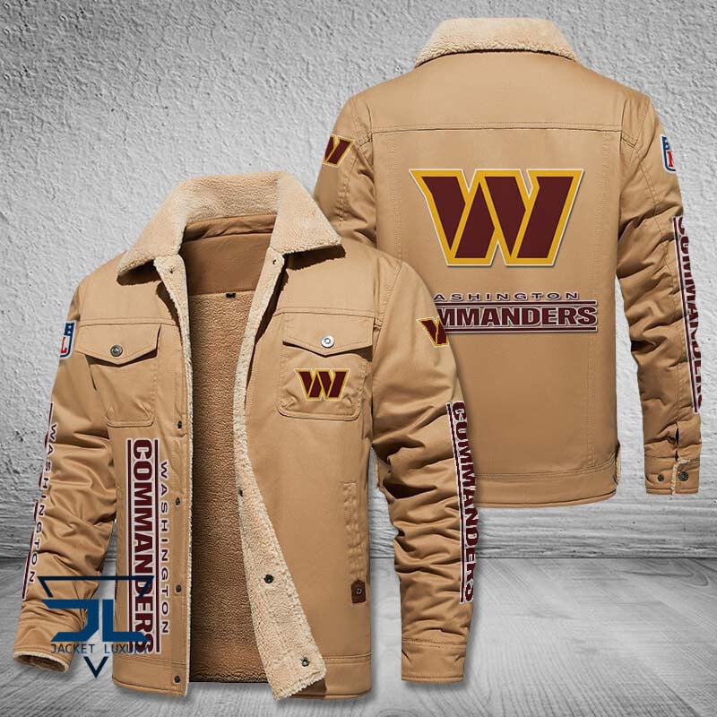 Washington Commanders Fleece Leather Jacket V3116 On Sale - Vascara