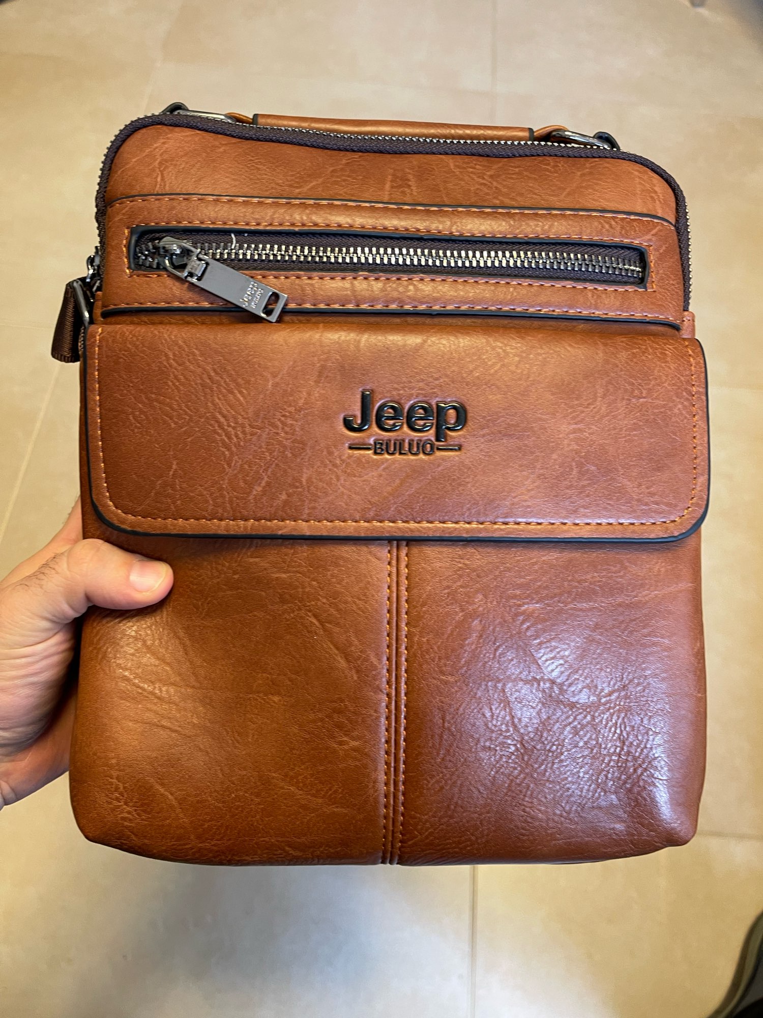 Jeep Messenger Leather Bag With Free Wallet for Men - Vascara