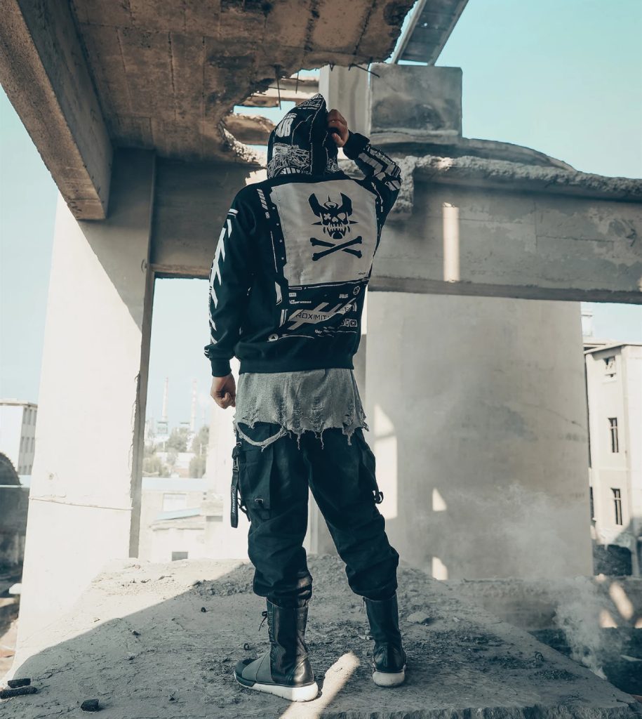 Cyberpunk Jacket Explosion Gothic Print Coat Zip Up Jacket - Vascara