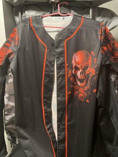 Red Rose Blood Skull Custom Baseball Jersey - Vascara