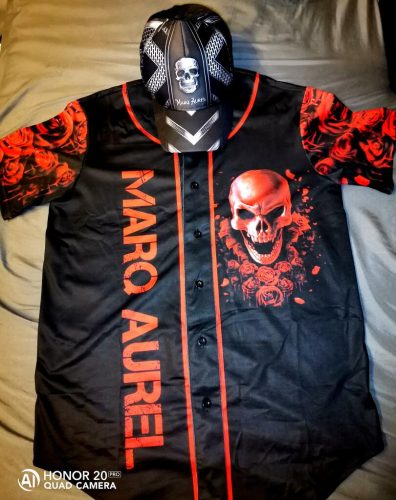 Red Rose Blood Skull Custom Baseball Jersey - Vascara