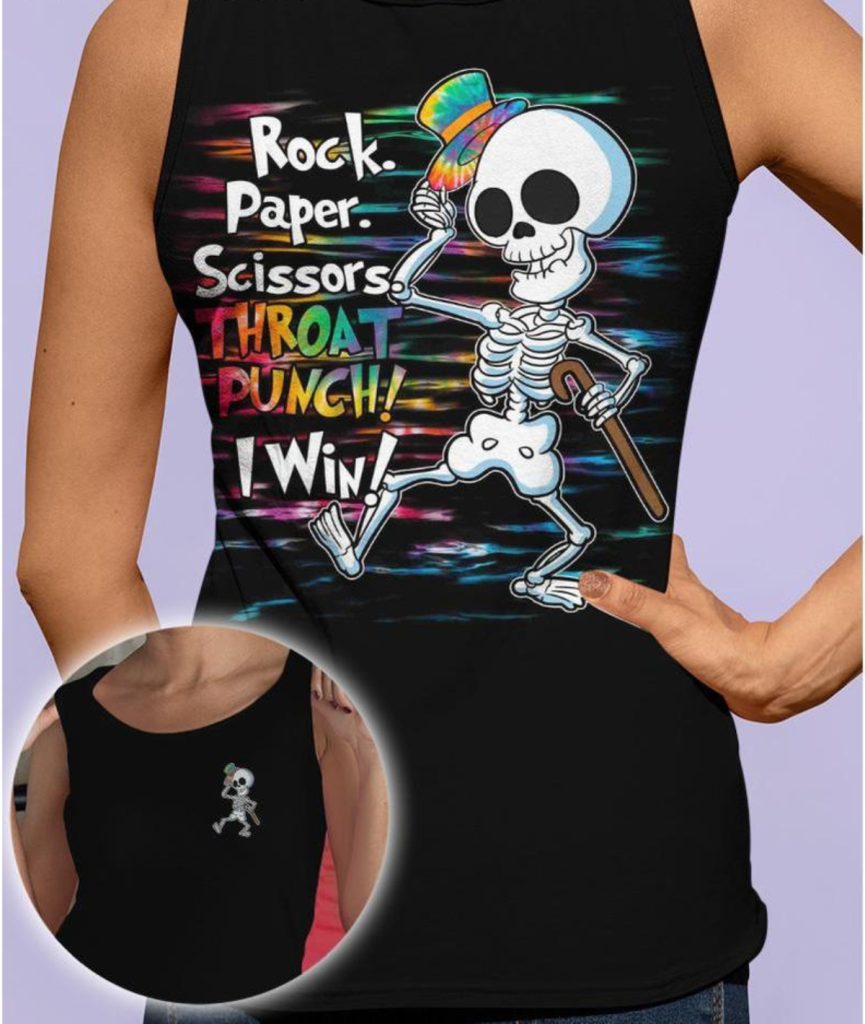 Rock Paper Scissors Throat Punch I Win Skeleton V34 - Vascara