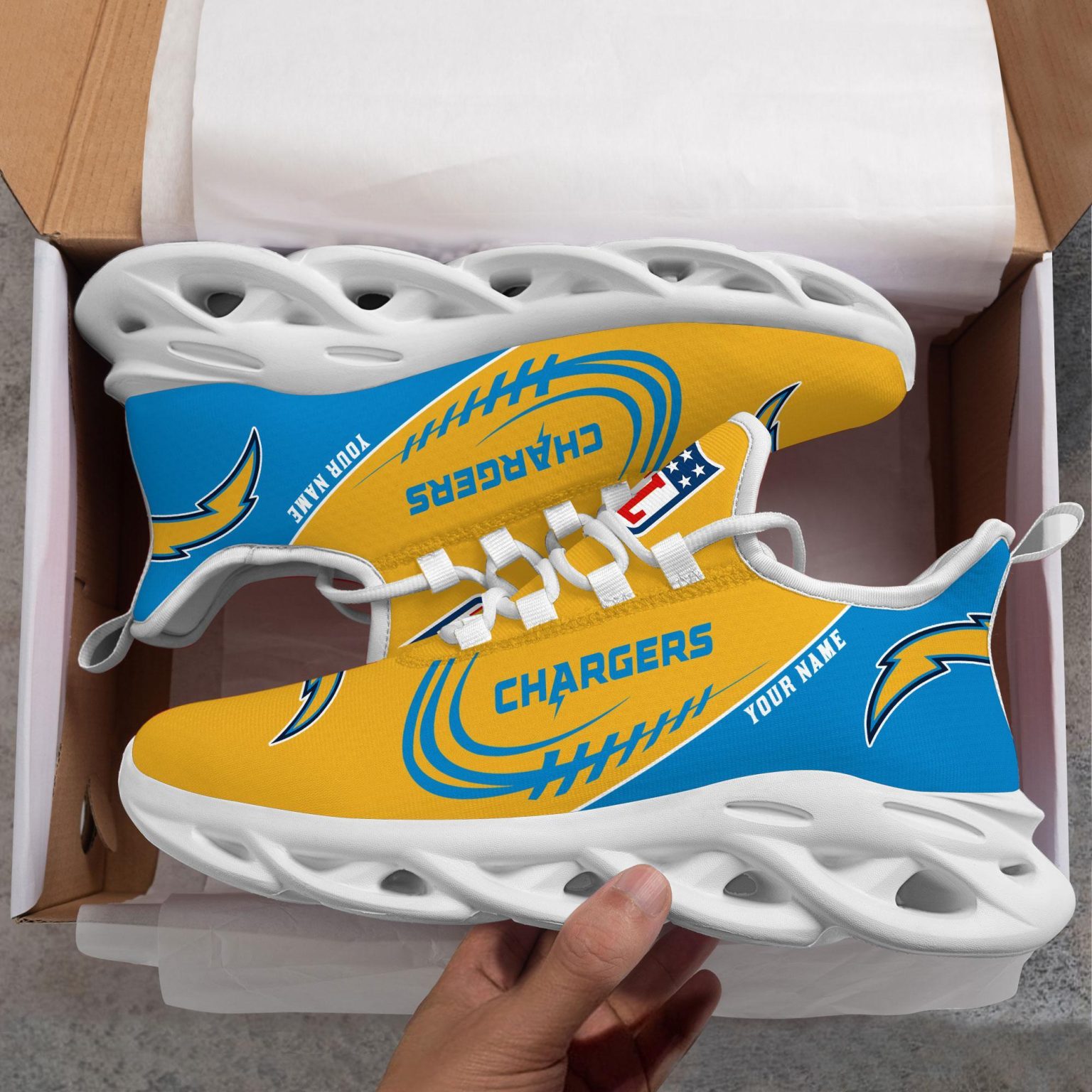 Los Angeles Chargers Shoes Custom Max Soul Shoes V06 On Sale - Vascara
