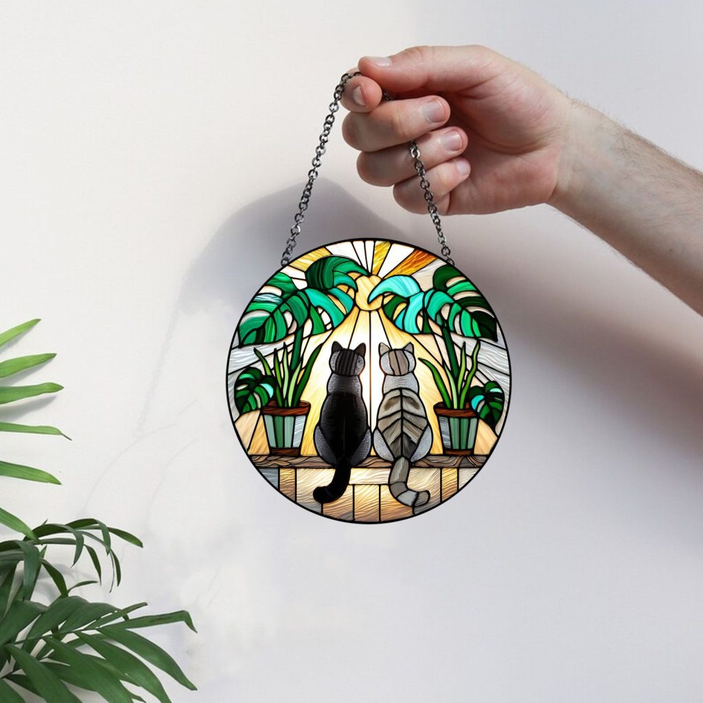 Custom Photo Stained Glass Suncatcher, Wedding Anniversary Valentine ...
